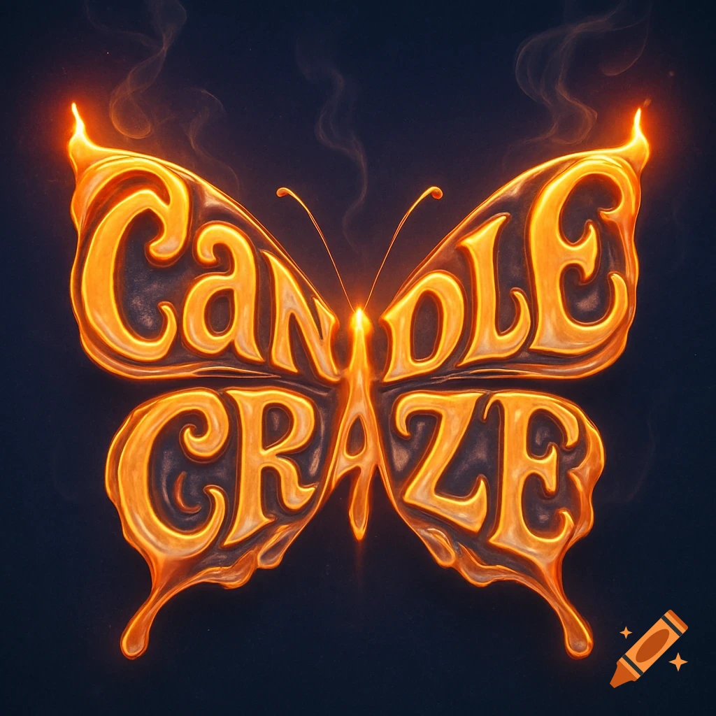 The words 'Candle Craze' formed into a glowing, melting butterfly with ...