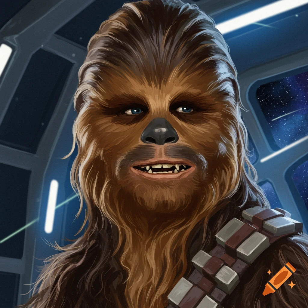 Close-up portrait illustration of Chewbacca with a slight underbite ...