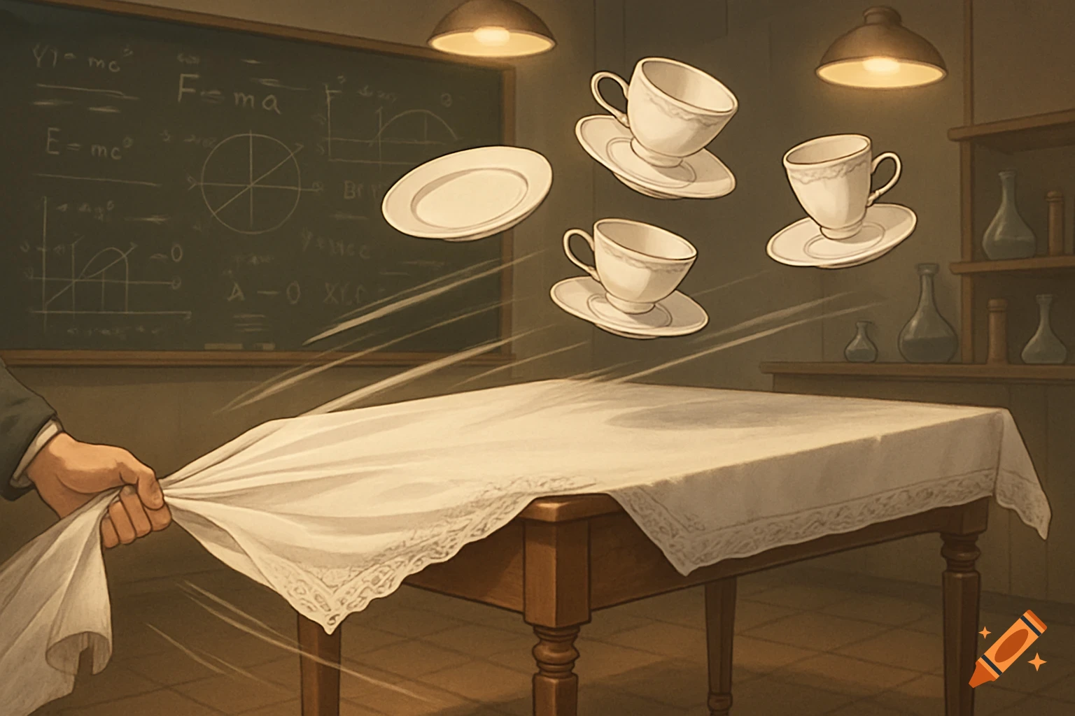 A detailed overhead still life of various golden and silver clocks ...