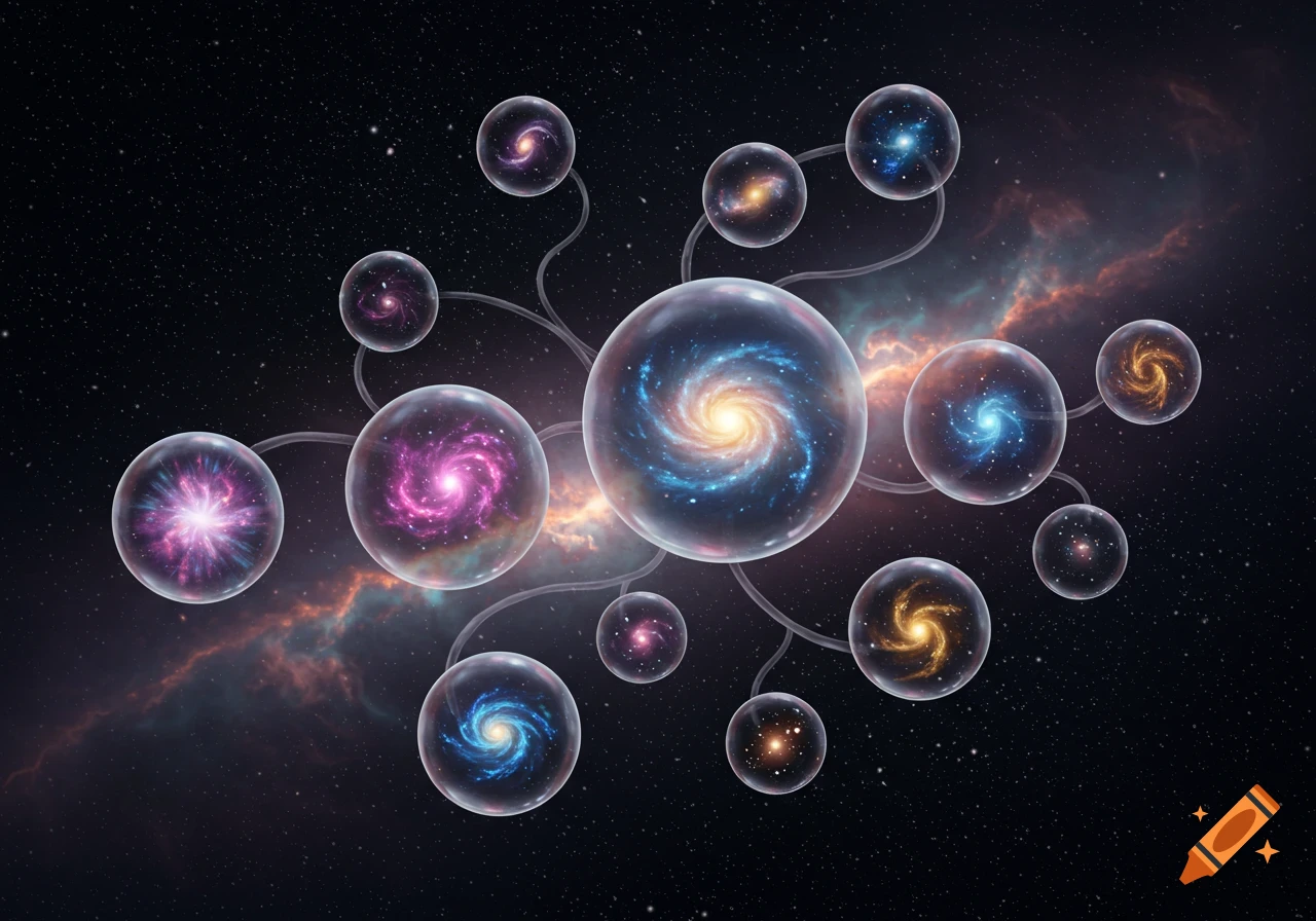 A glowing blue and orange transparent Earth-like sphere surrounded by ...