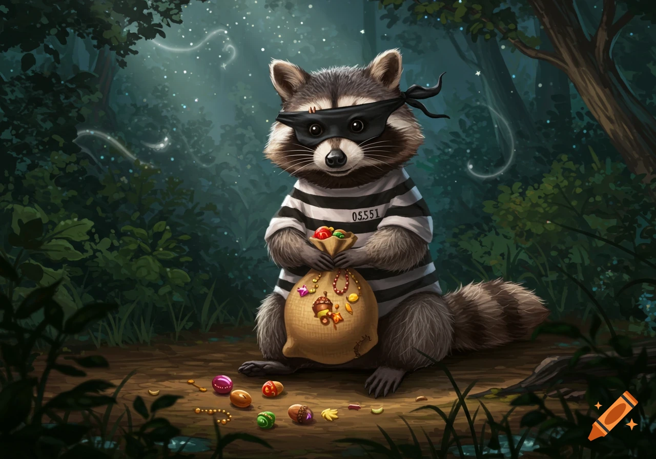 Raccoon showing love with a finger heart gesture on Craiyon