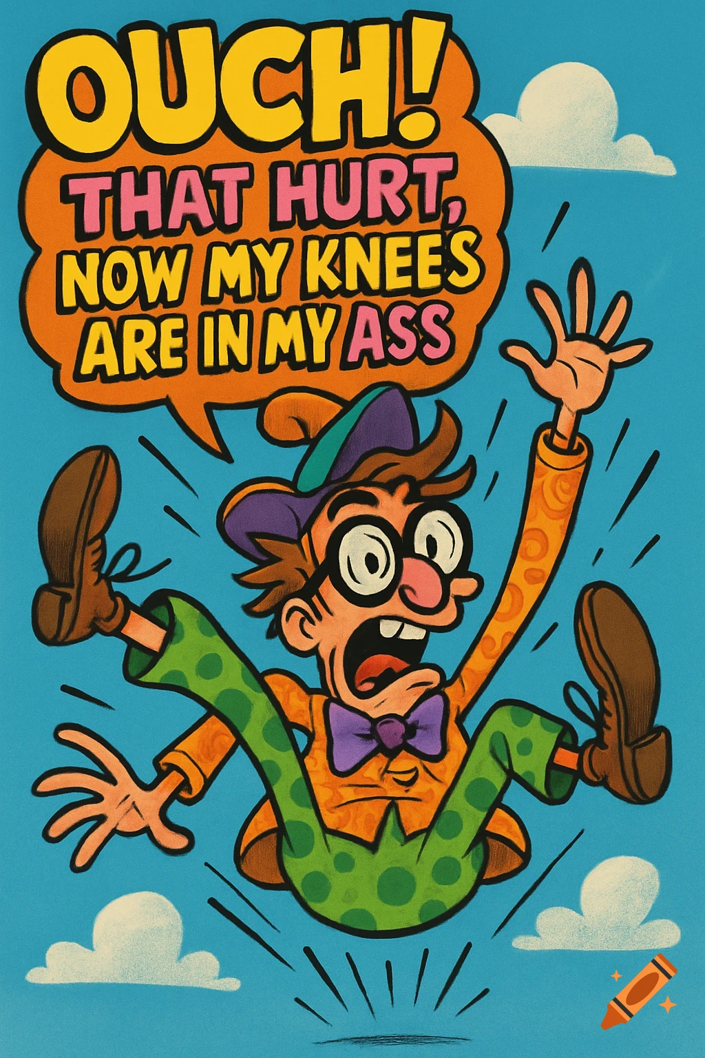 A cartoon man with a strained, angry expression struggles to zip up his ...