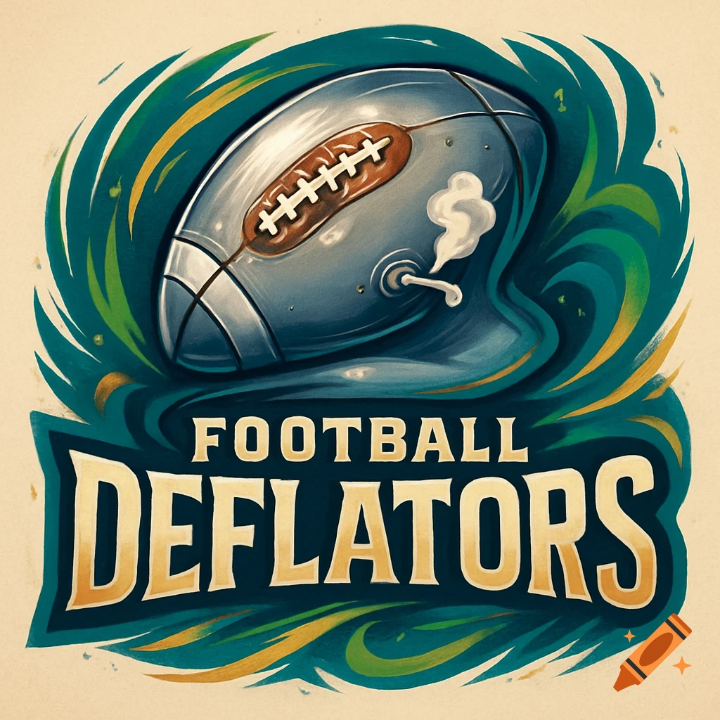 A digital art logo featuring a metallic football with smoke, above the ...