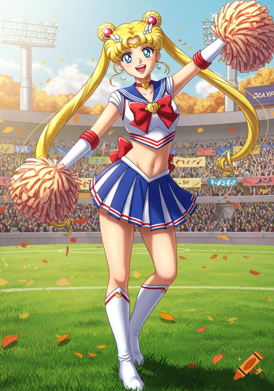 A stylized anime character resembling Sailor Moon, with white hair in ...