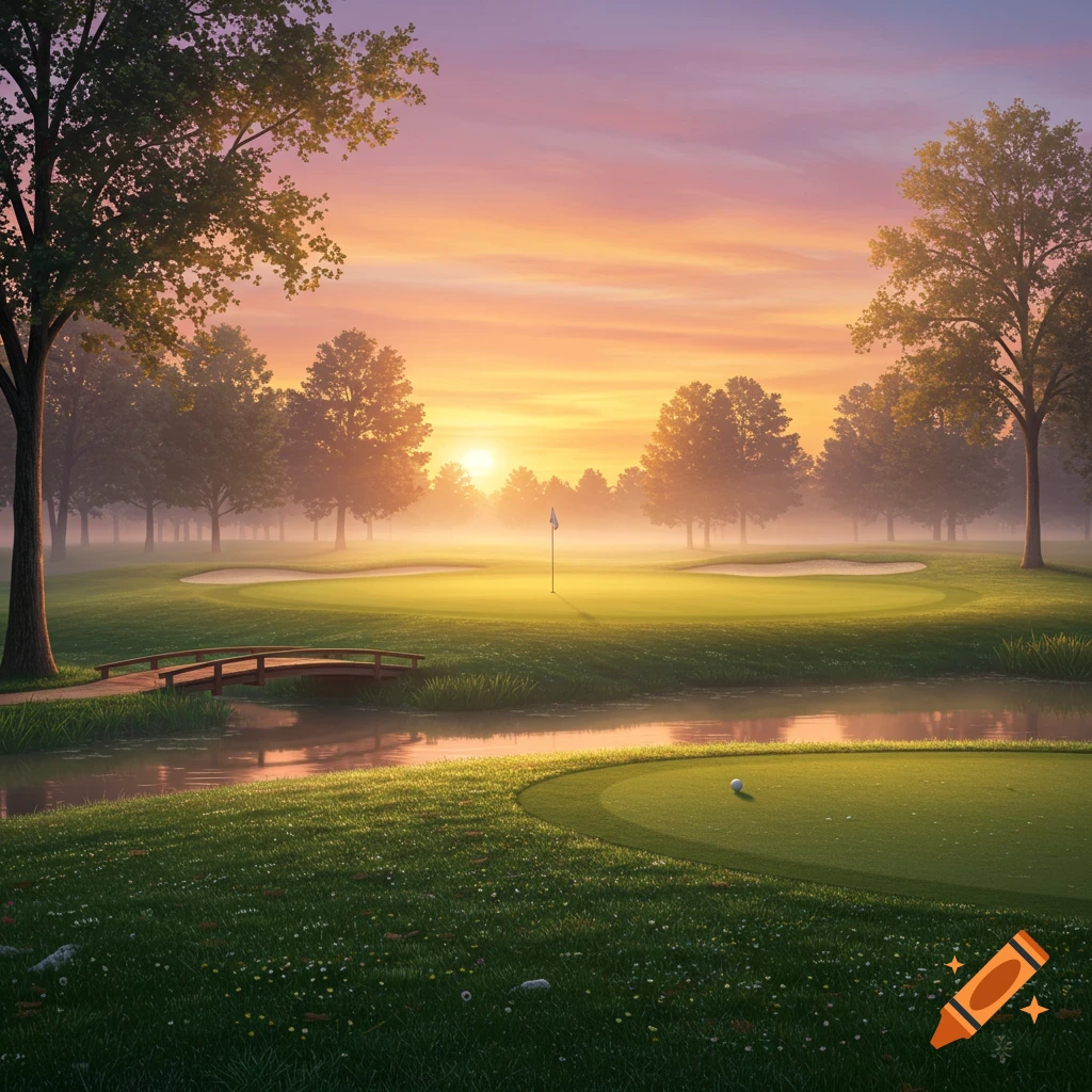 A man jumps mid-air during a golf swing, sending an arc of grass flying ...
