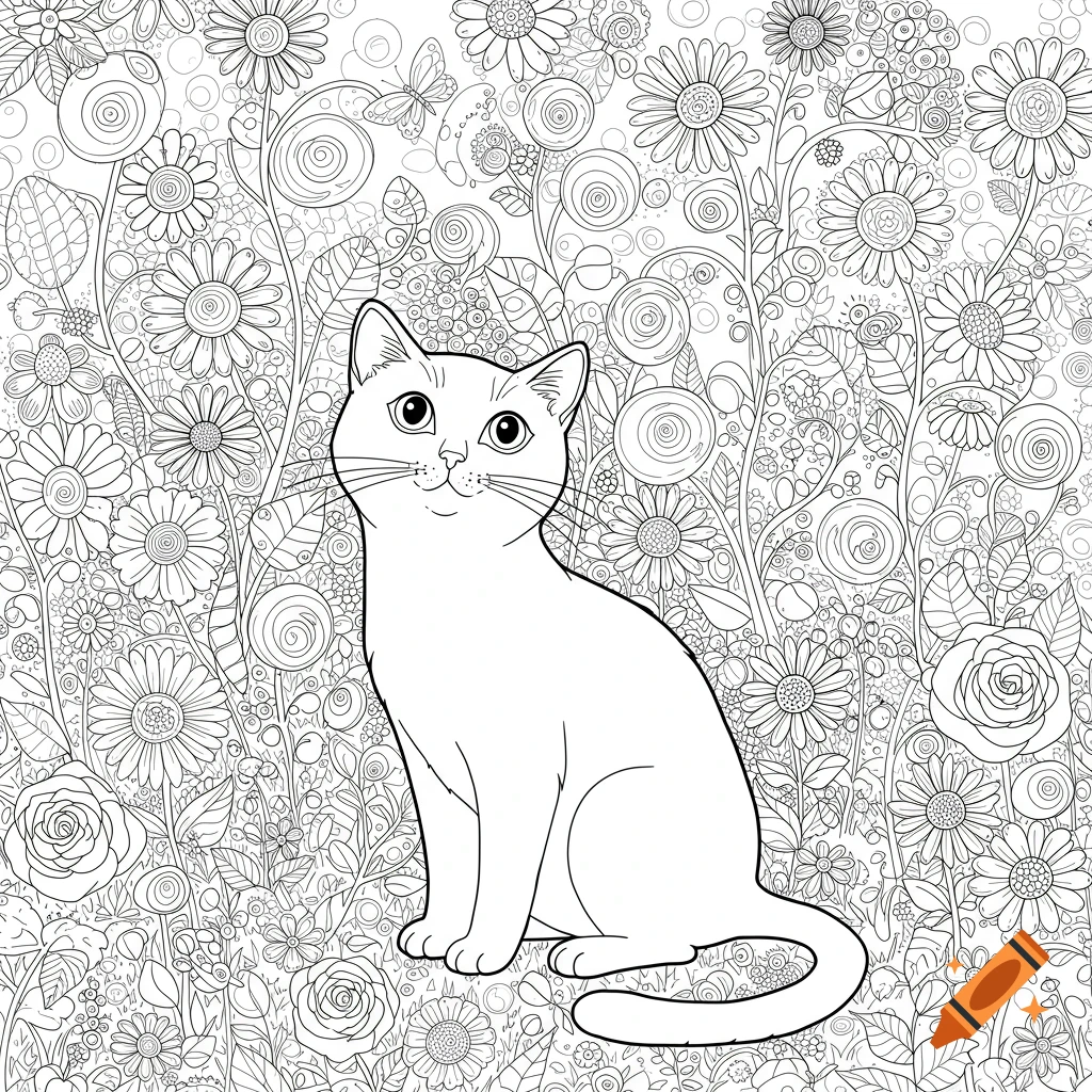 A simple black and white line drawing of a cat reaching for an ornament ...