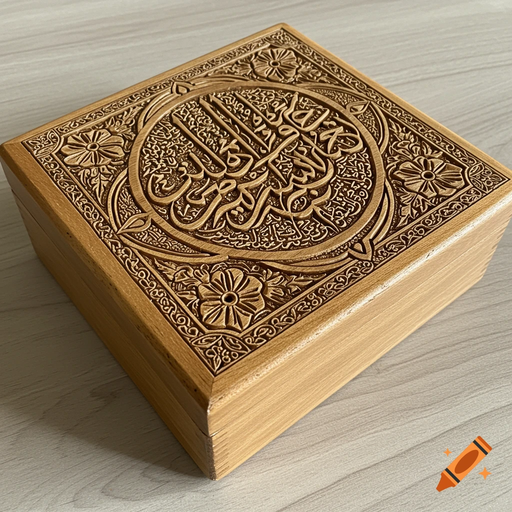 An elegant wooden box with intricate mother-of-pearl inlay depicting ...