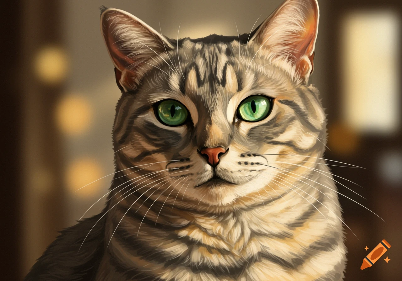 Detailed grayscale pencil drawing of a tabby cat's head, looking ...