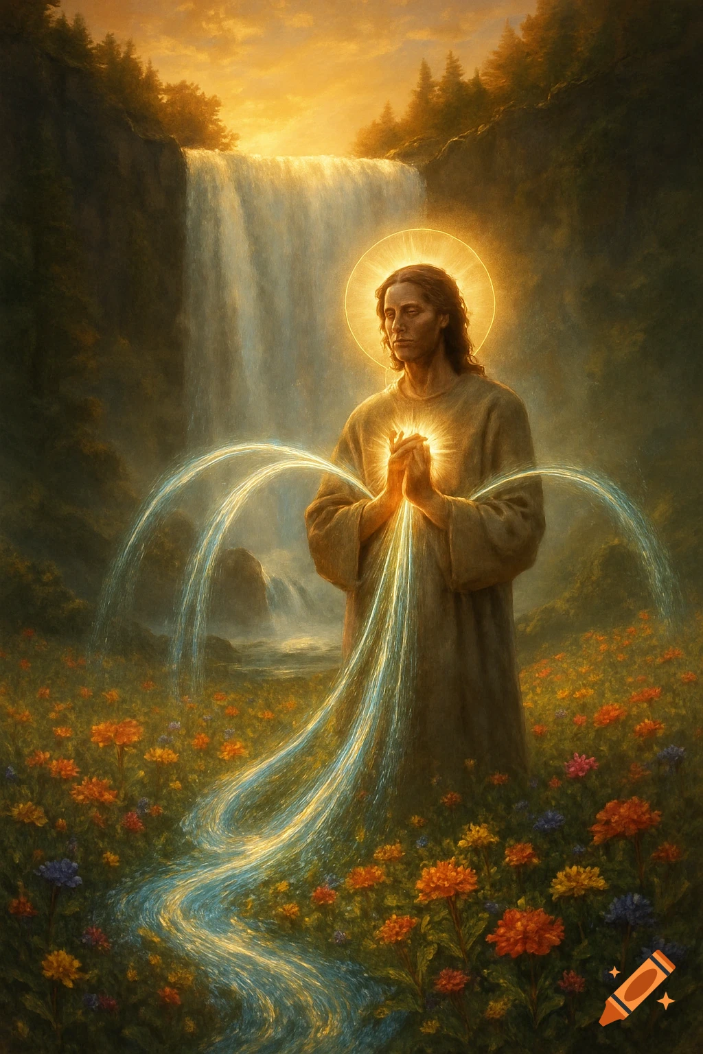 Jesus hugging a weeping Mary Magdalene in a rocky landscape. on Craiyon