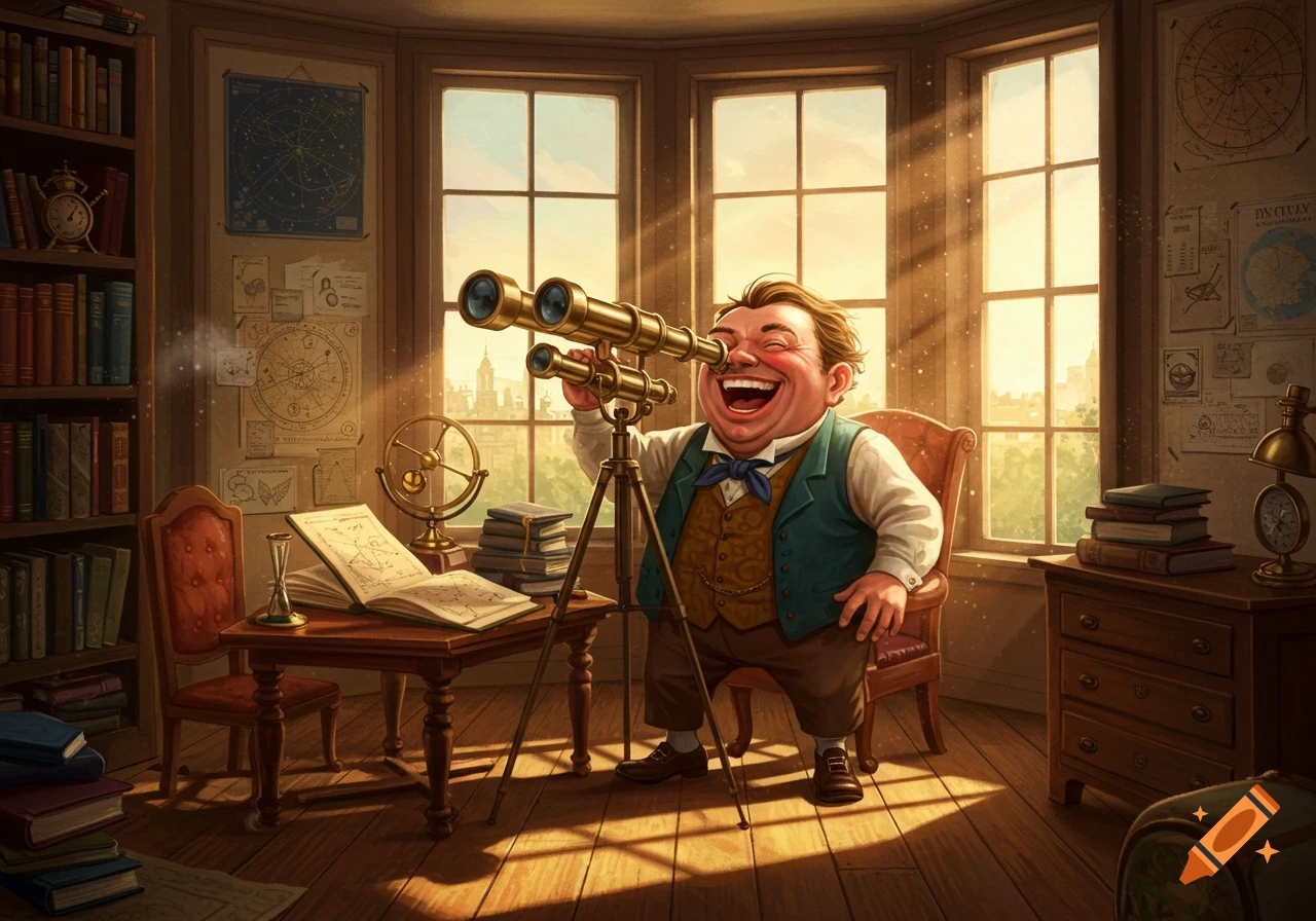 An illustrated young inventor in a cluttered workshop holding two ...