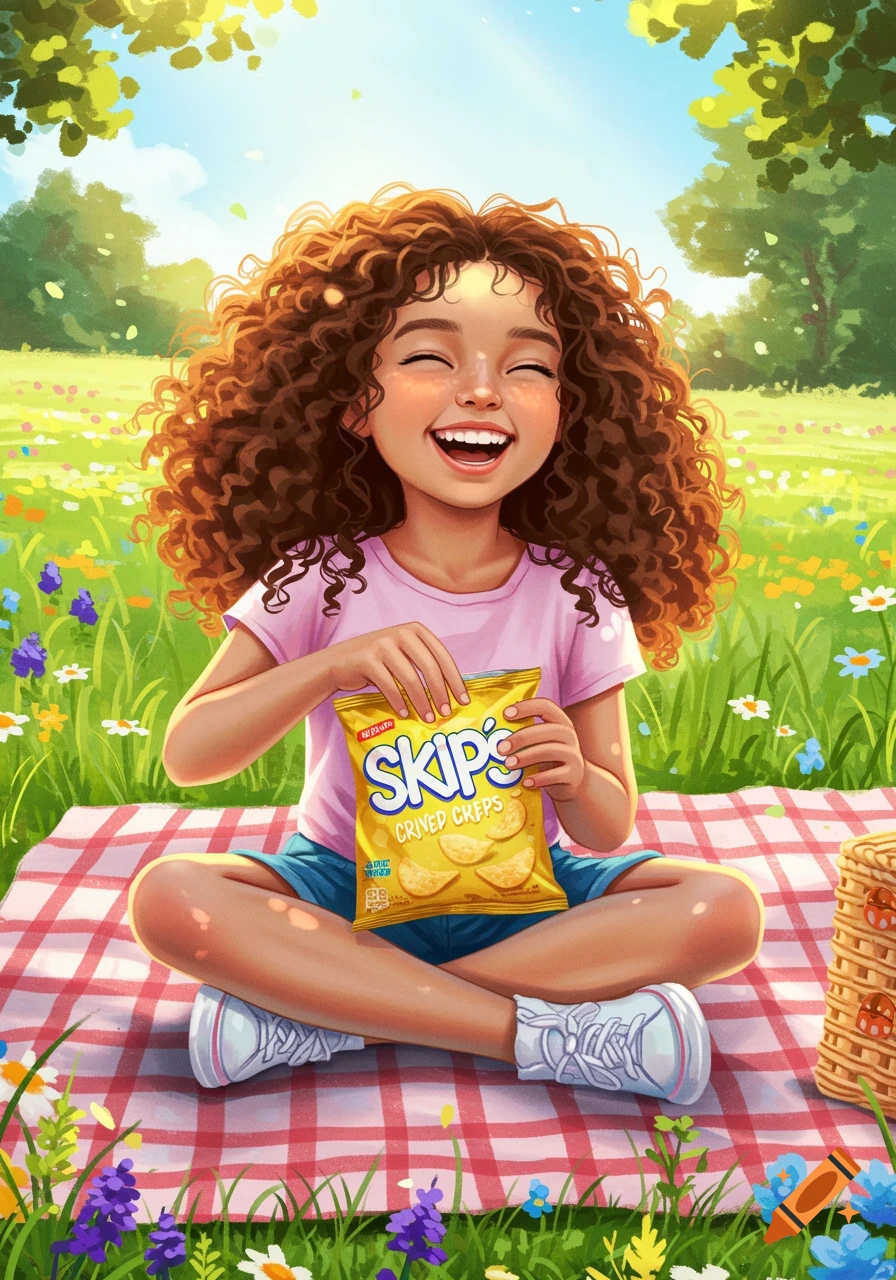 A vibrant cartoon illustration of a large Black family having a picnic ...