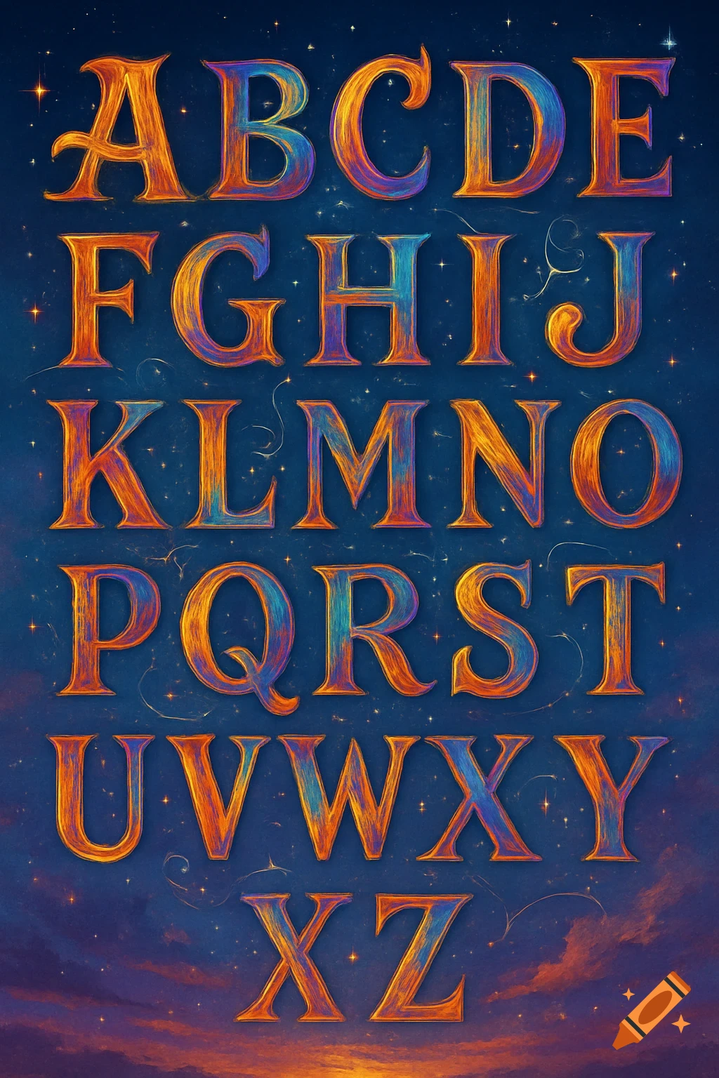 A stylized alphabet in black and red, depicting various Japanese urban ...