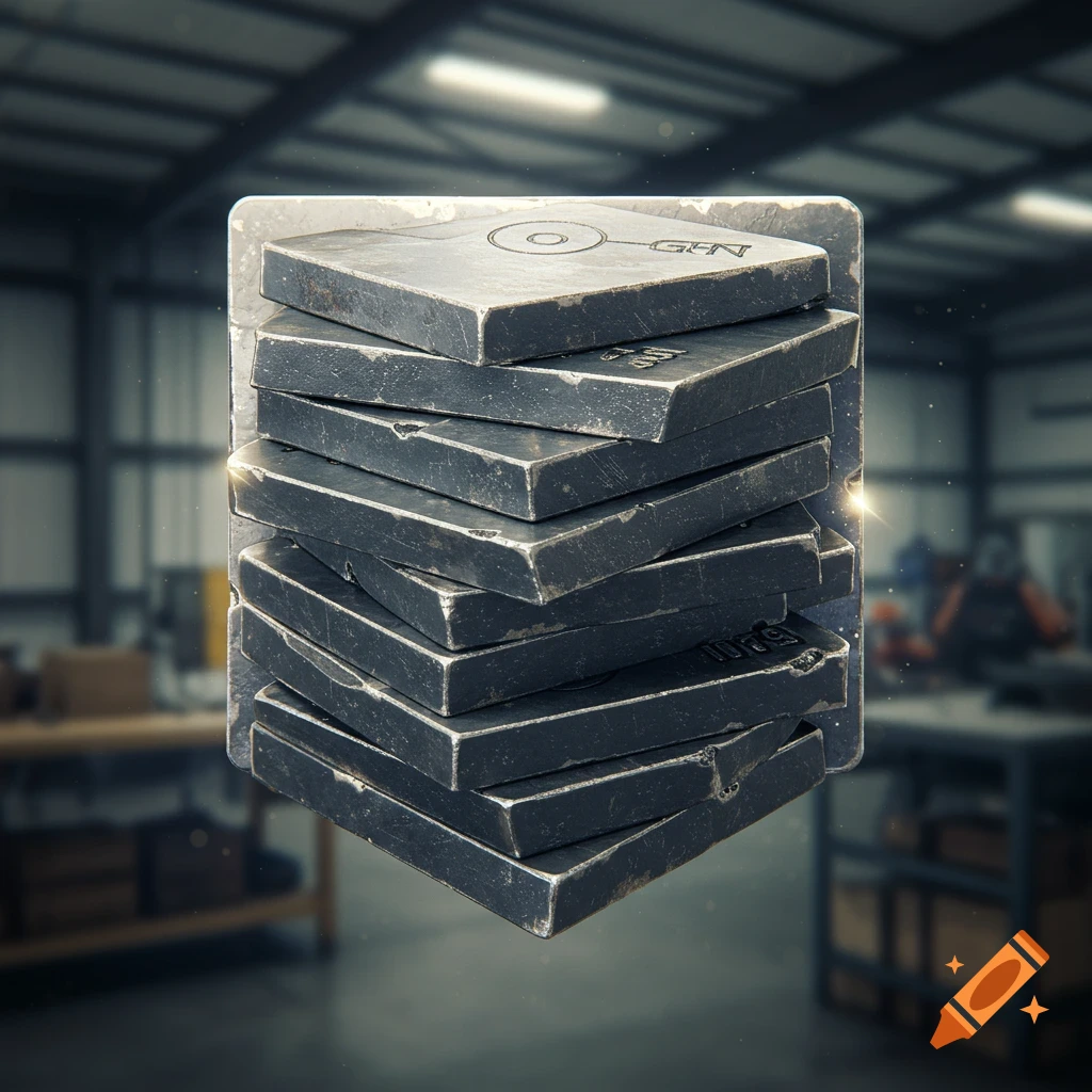 A stack of dark, worn steel bars styled as a Pokemon gym badge floats ...