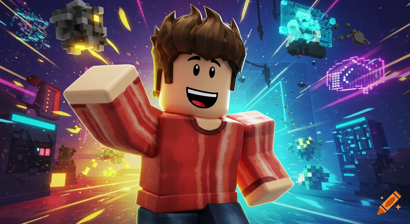 Roblox Character in Red Shirt created on Craiyon