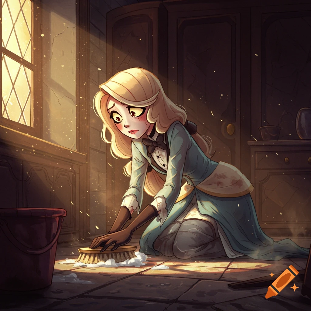 Charlie Morningstar from Hazbin Hotel, dressed as Cinderella, kneels ...