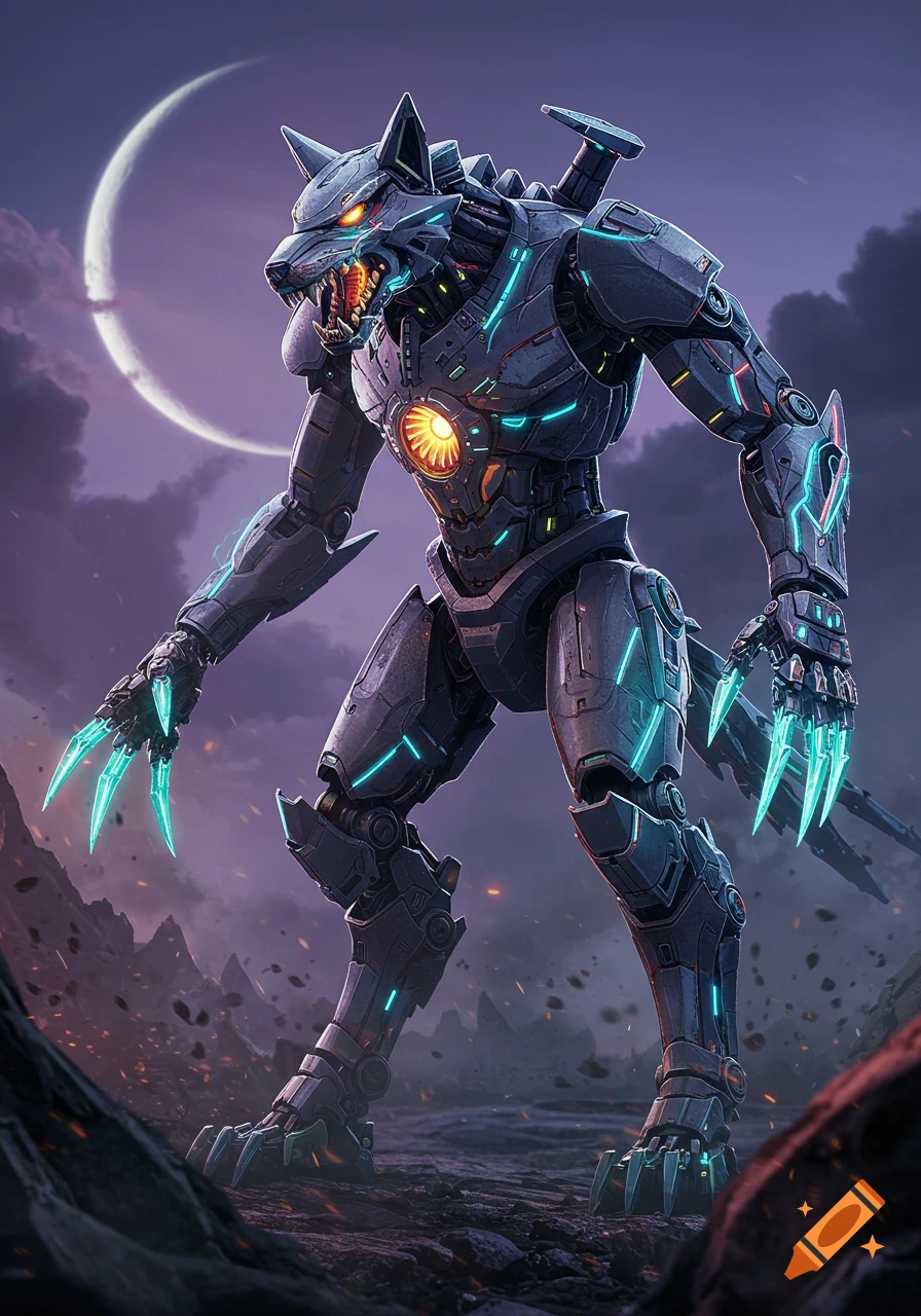 An anime magical girl with long purple hair stands atop a large grey ...