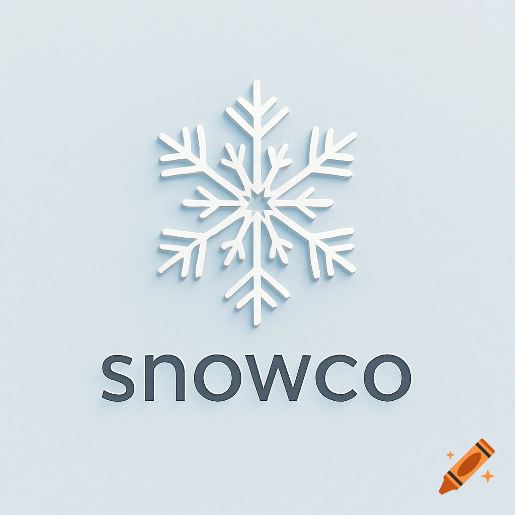 White snowflake logo above the text "snowco" on a light blue background. on Craiyon