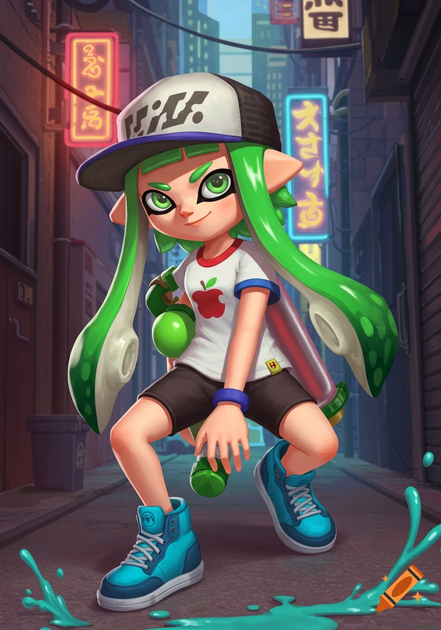 Vibrant Splatoon game art showing squid-like characters running and ...