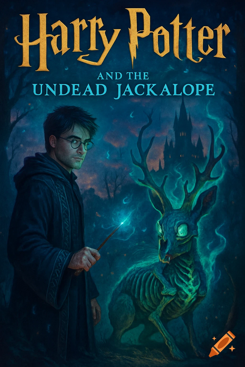 A book cover for 'Harry Potter and the Undead Jackalope' showing Harry ...