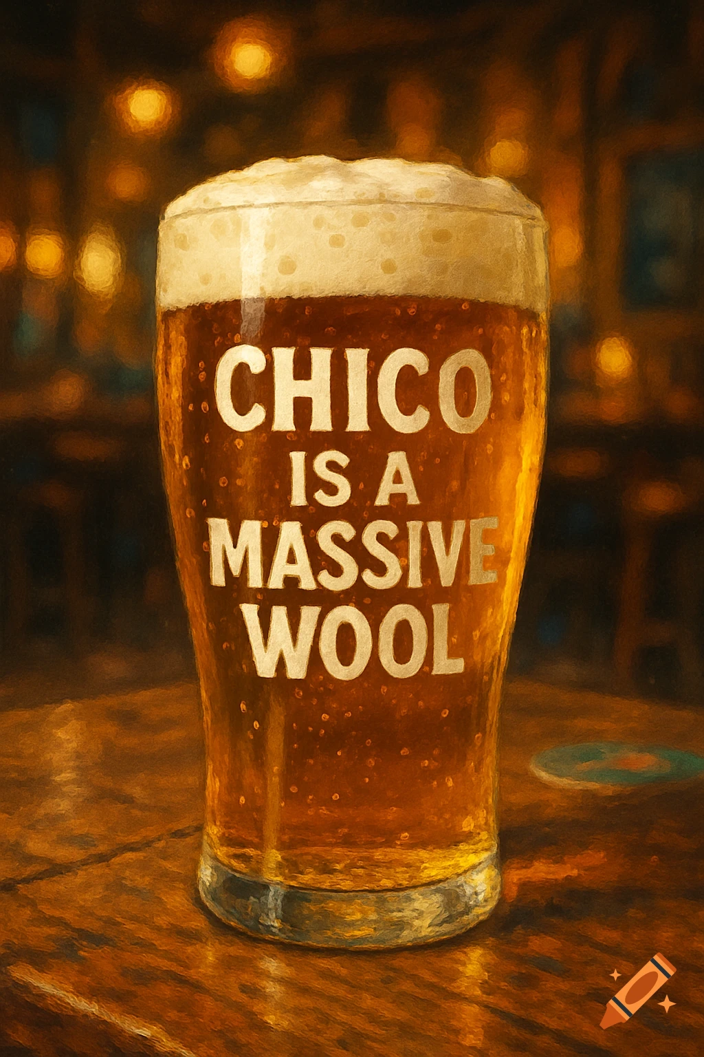 A close-up, photorealistic image of a pint glass filled with foamy ...