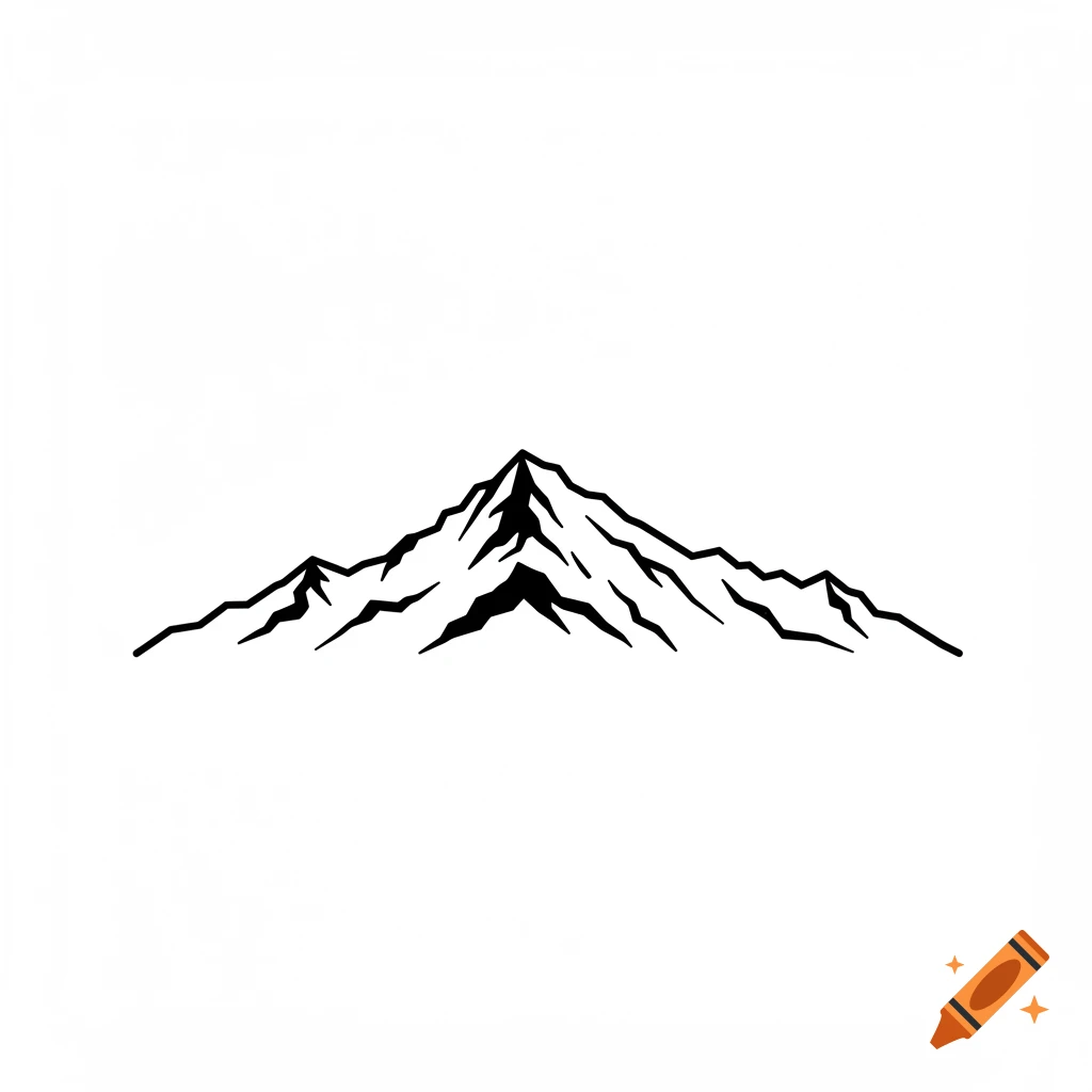 A black and white vector illustration of a mountain range outline ...
