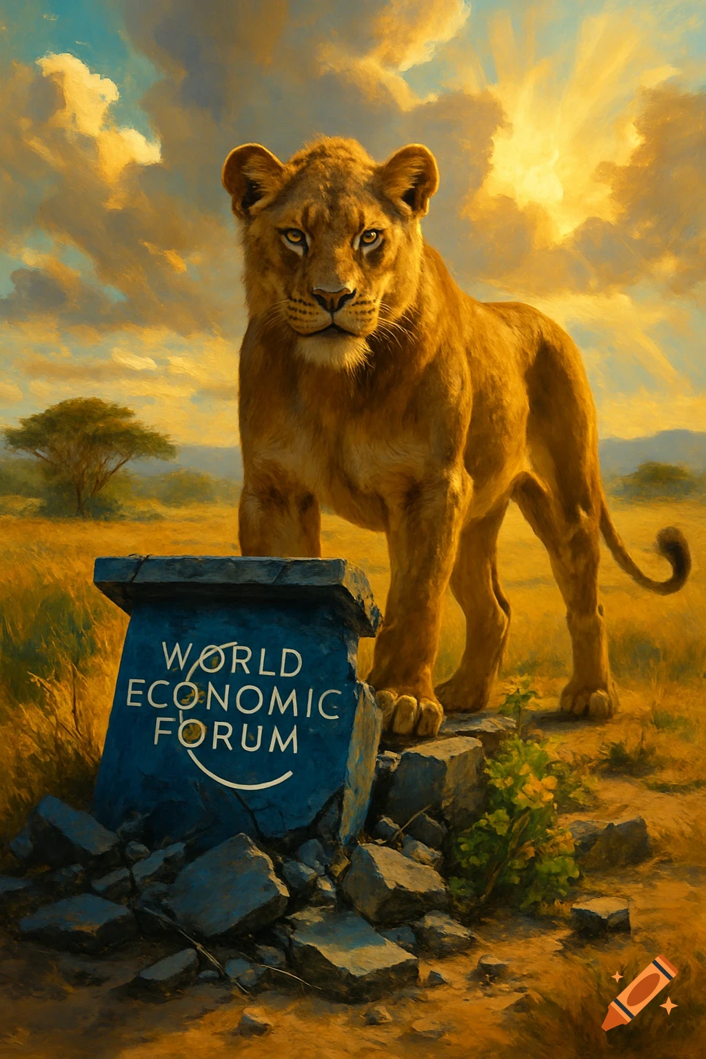 A photorealistic illustration of a lioness draped in a flowing American ...