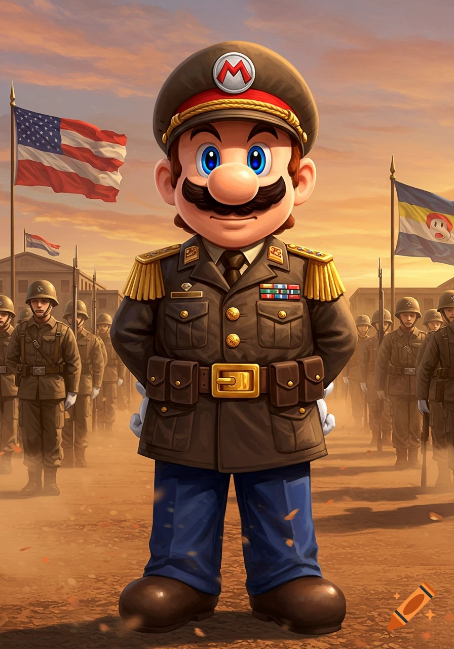 Buster Bunny, a blue cartoon rabbit in a USMC uniform, salutes on a ...