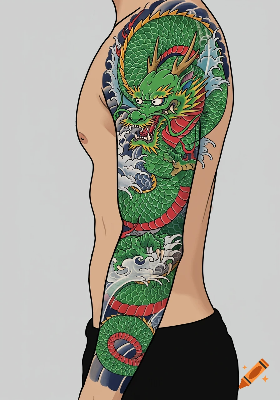 Stylized illustration of a person's torso and arm with a vibrant green ...