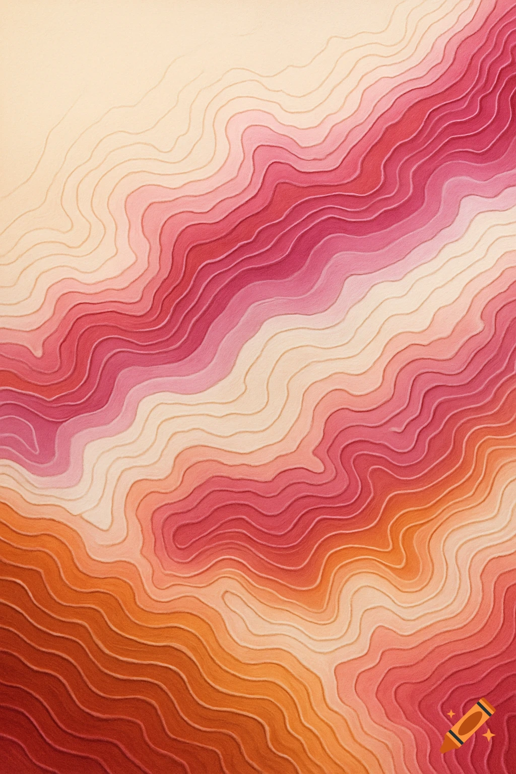 Abstract topographic map pattern with undulating lines in shades of red ...