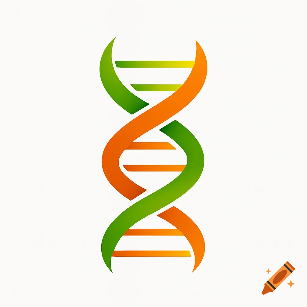 A blue and silver stylized DNA double helix next to a vertical barcode ...