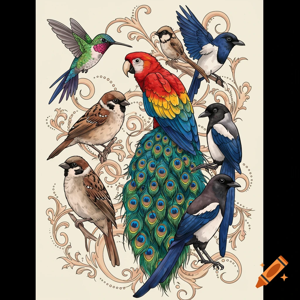 Bird+drawings created on Craiyon