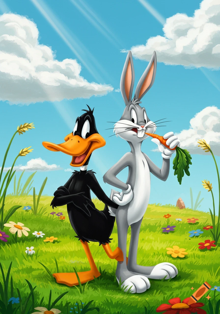 Bugs Bunny tap dancing on a spotlighted stage to an audience in a ...