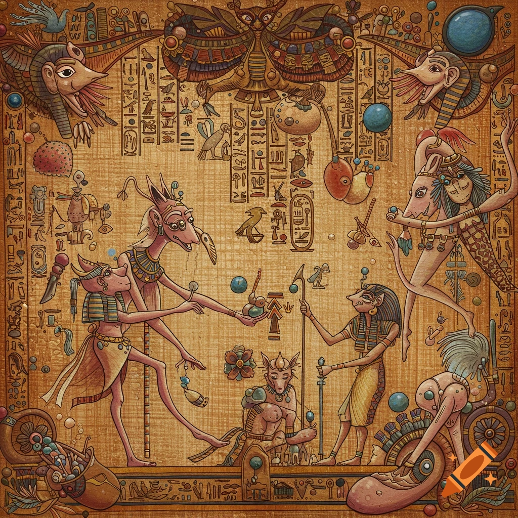 A highly detailed, cartoonish painting in the style of Gekidan Inu ...