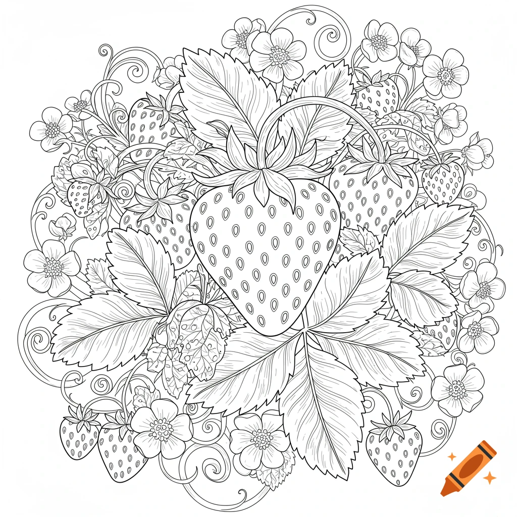 A black and white line art coloring page featuring a cluster of ...
