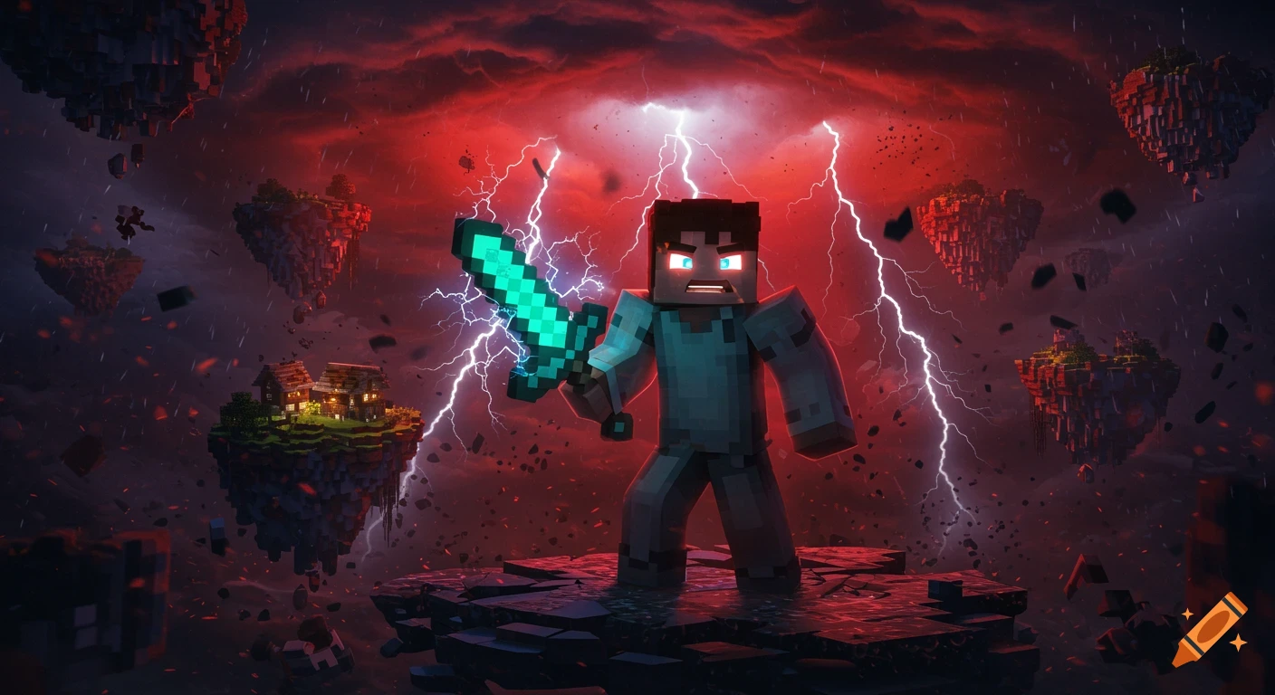 A vibrant, pixelated Minecraft Creeper-like character with colorful ...