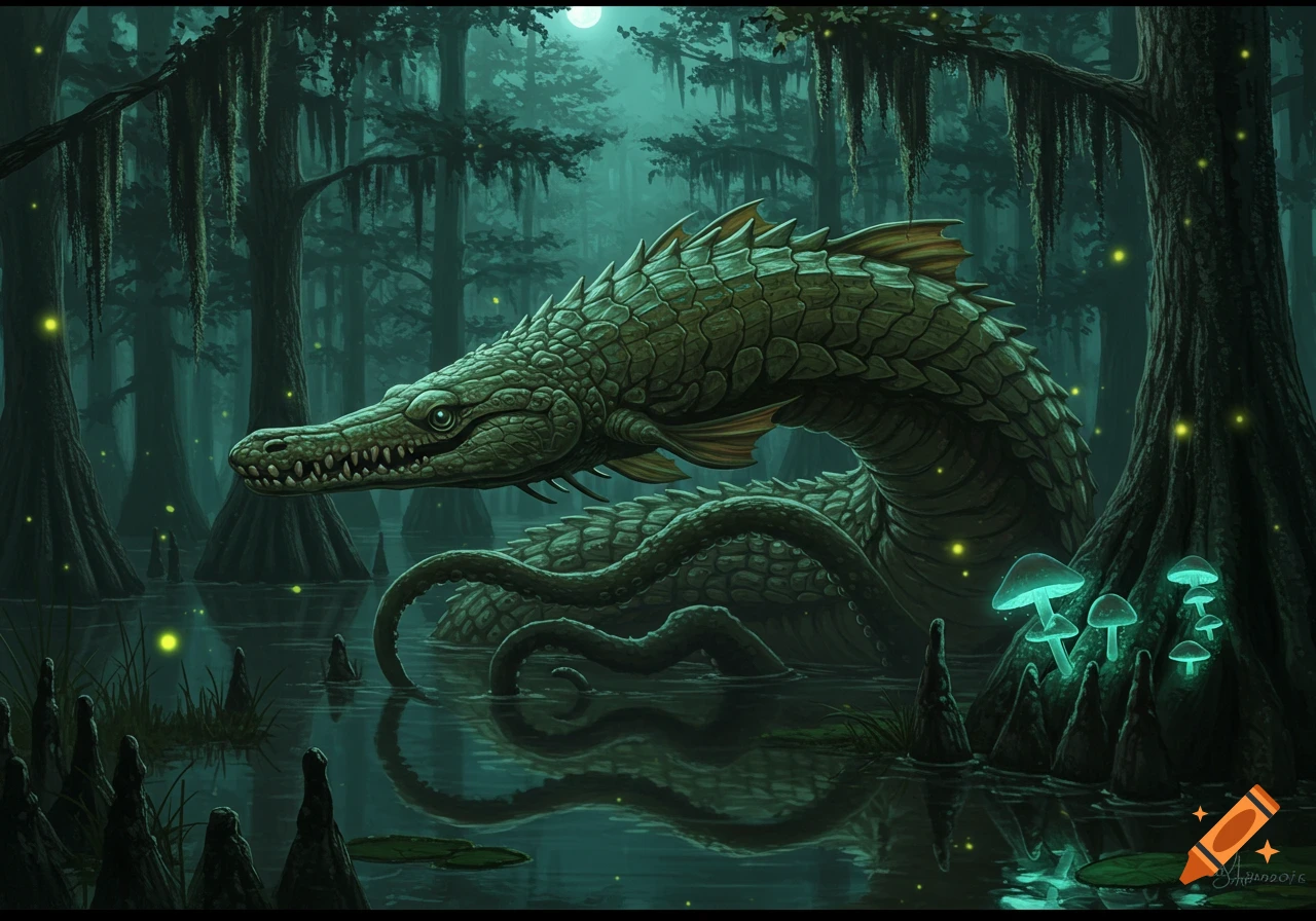 A realistic illustration of a menacing water moccasin with an open ...