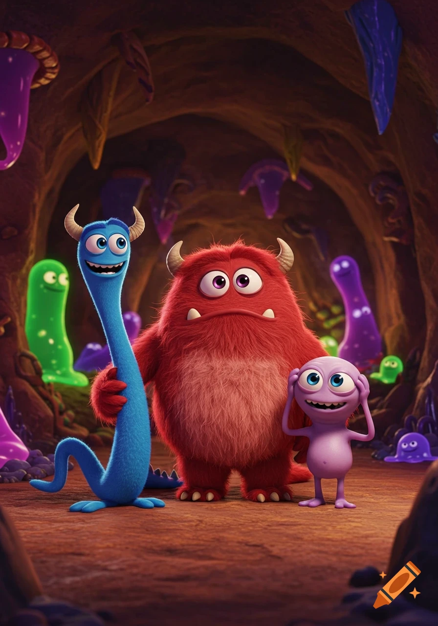 Mike Wazowski, with a slight hump, teaches a class of diverse, colorful ...