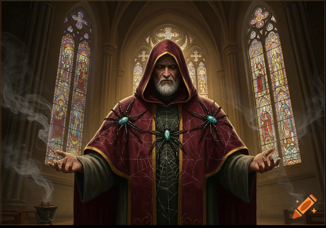 A majestic space pope with a glowing halo and galaxy-patterned purple ...