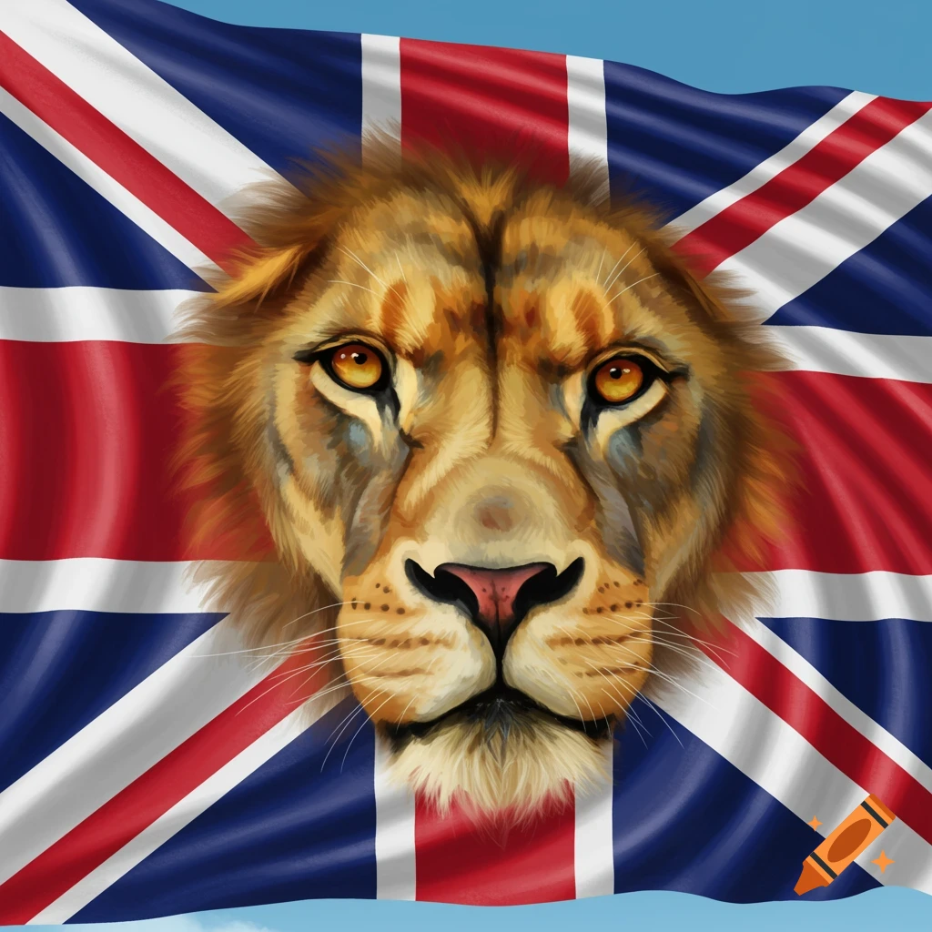A close-up of a waving Union Jack flag, showing its red, white, and ...