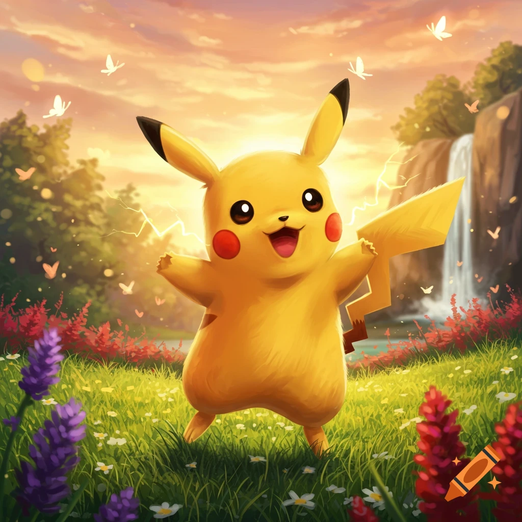 Pikachu in attack mode, showcasing dynamic pose on Craiyon