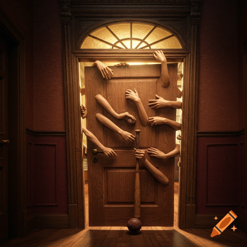 Silhouette of a man against an ancient Pompeii-style wall painting ...