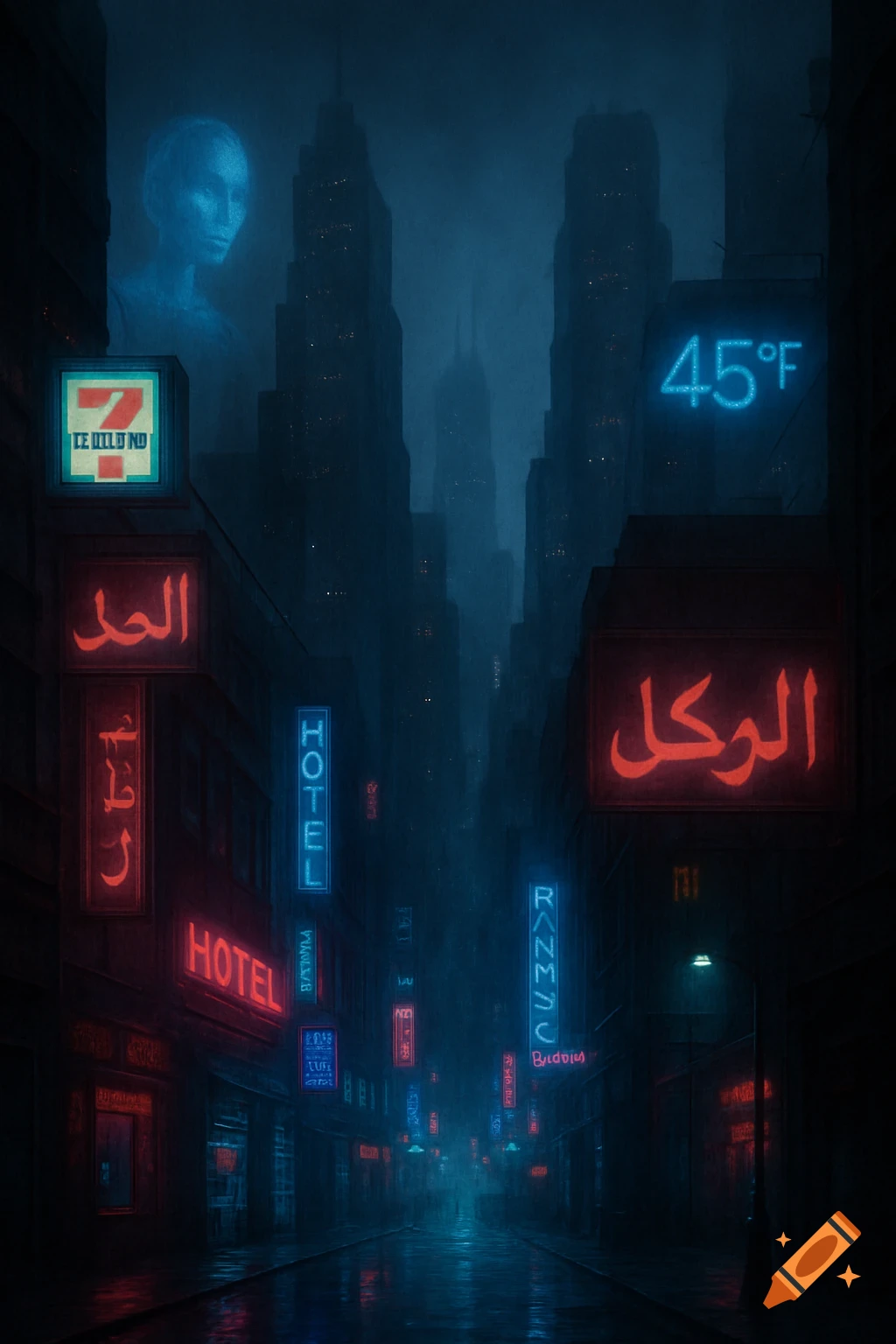 A vibrant digital art illustration of a neon-lit fast food restaurant ...