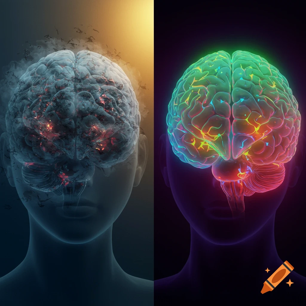 Detailed brain diagram labeling prefrontal cortex, amygdala ...