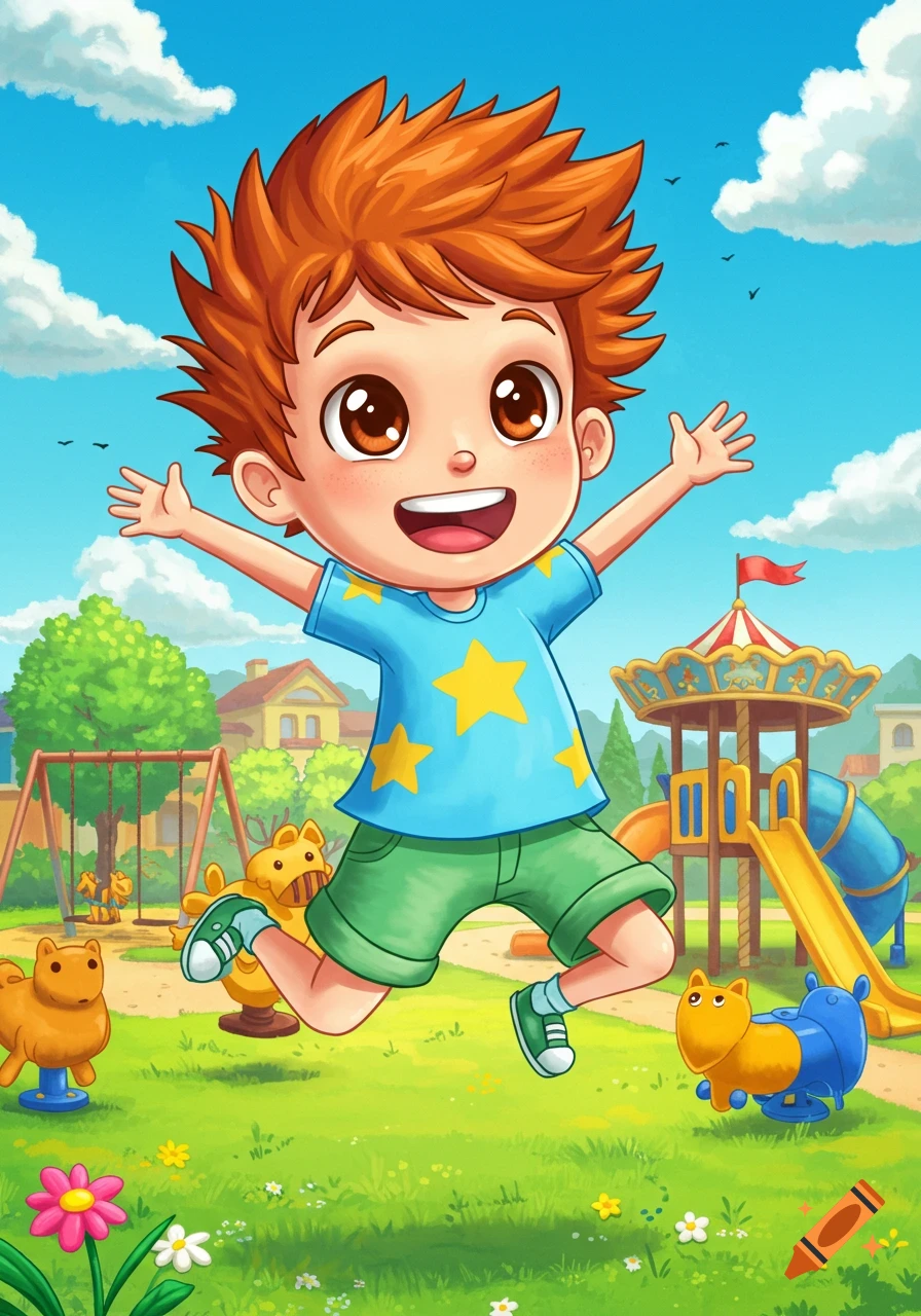 Cute cartoon illustration of a blond boy standing with a Dalmatian ...