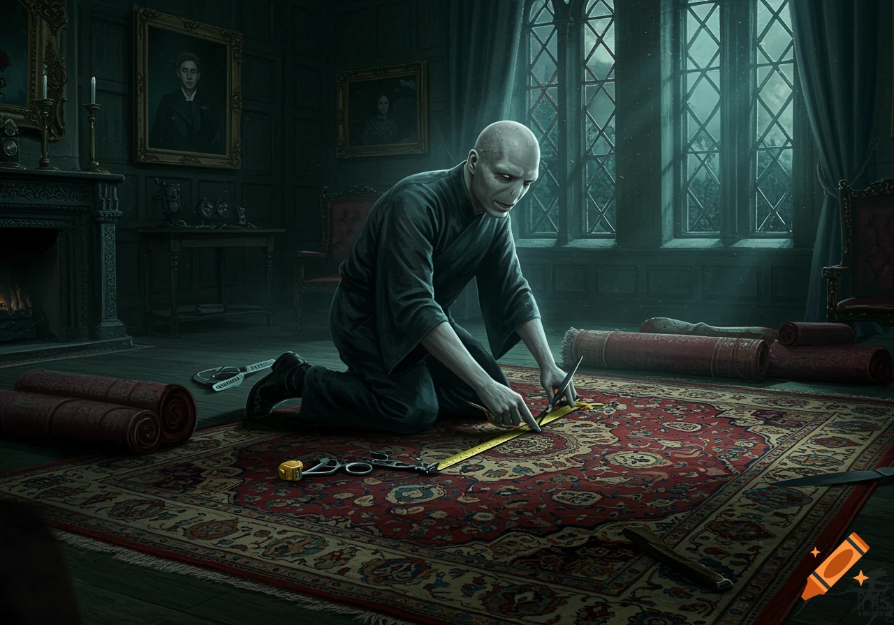 Dracula on a throne and Dobby standing beside him in a gothic church ...