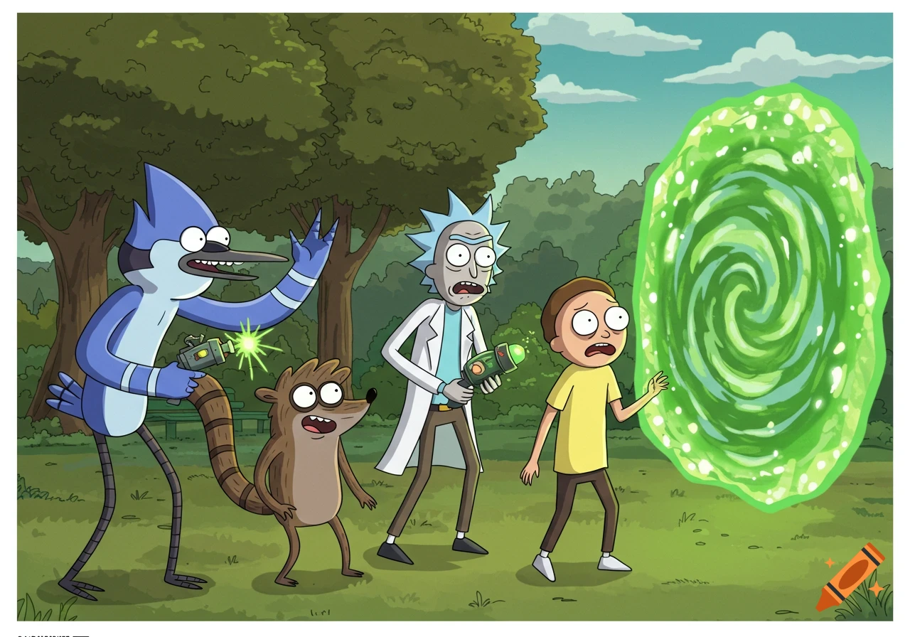 Rick from Rick and Morty farts a rainbow cloud in a sci-fi lab. on Craiyon