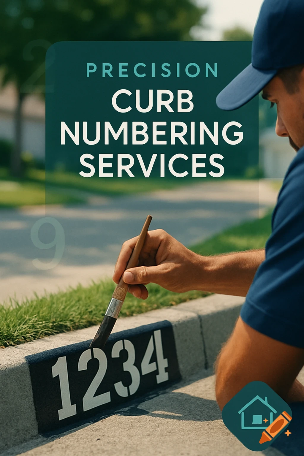 Logo for Precision Gardening featuring a white leaf and ruler icon on a ...