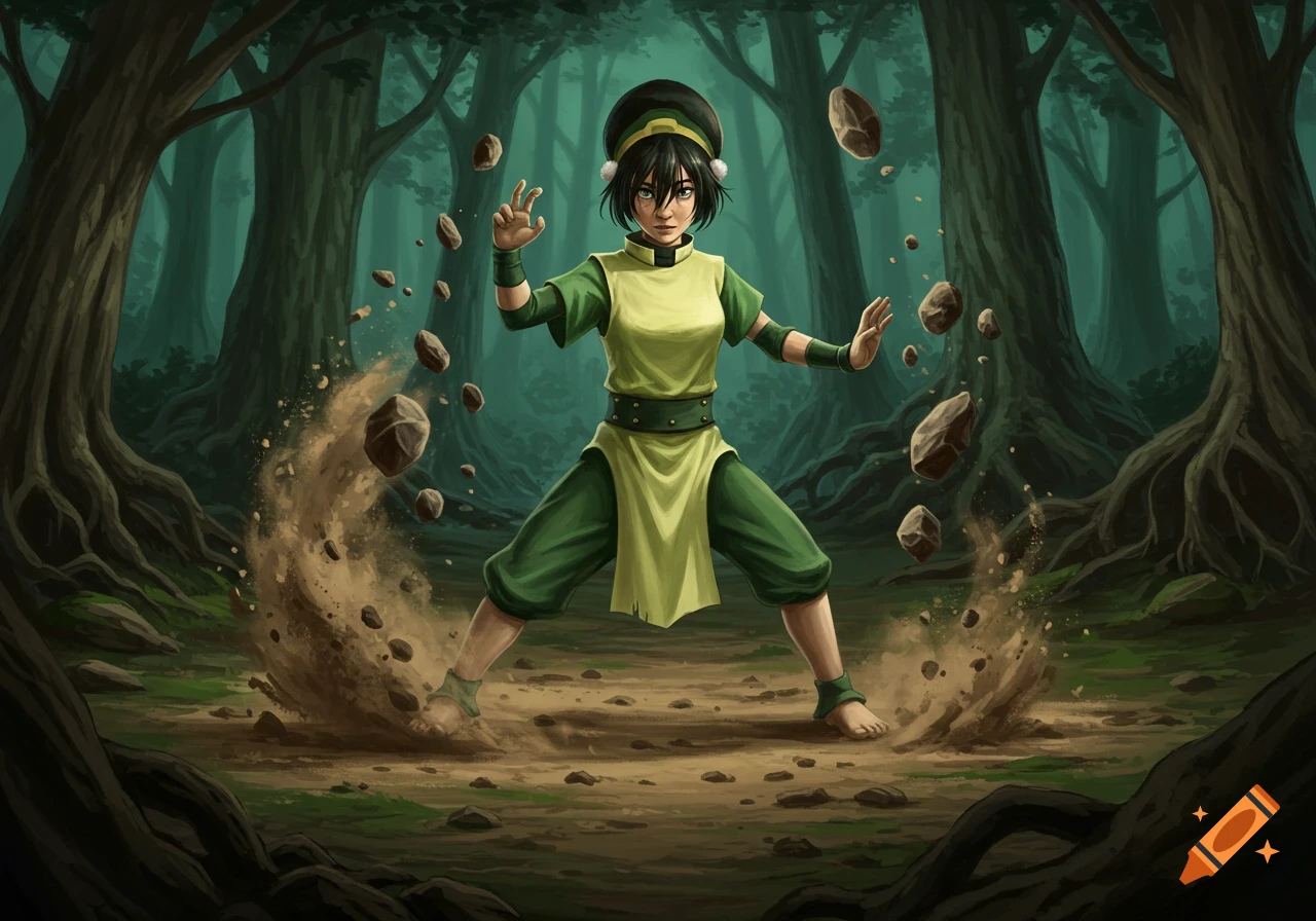 Toph Beifong from Avatar: The Last Airbender earthbending rocks and ...
