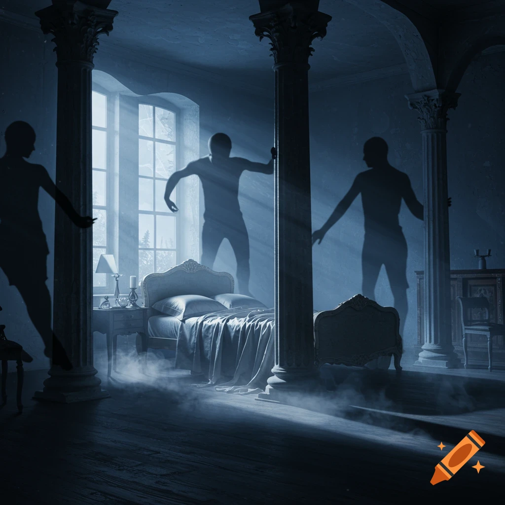 A stage set for a play resembling a multi-level Victorian hospital ...