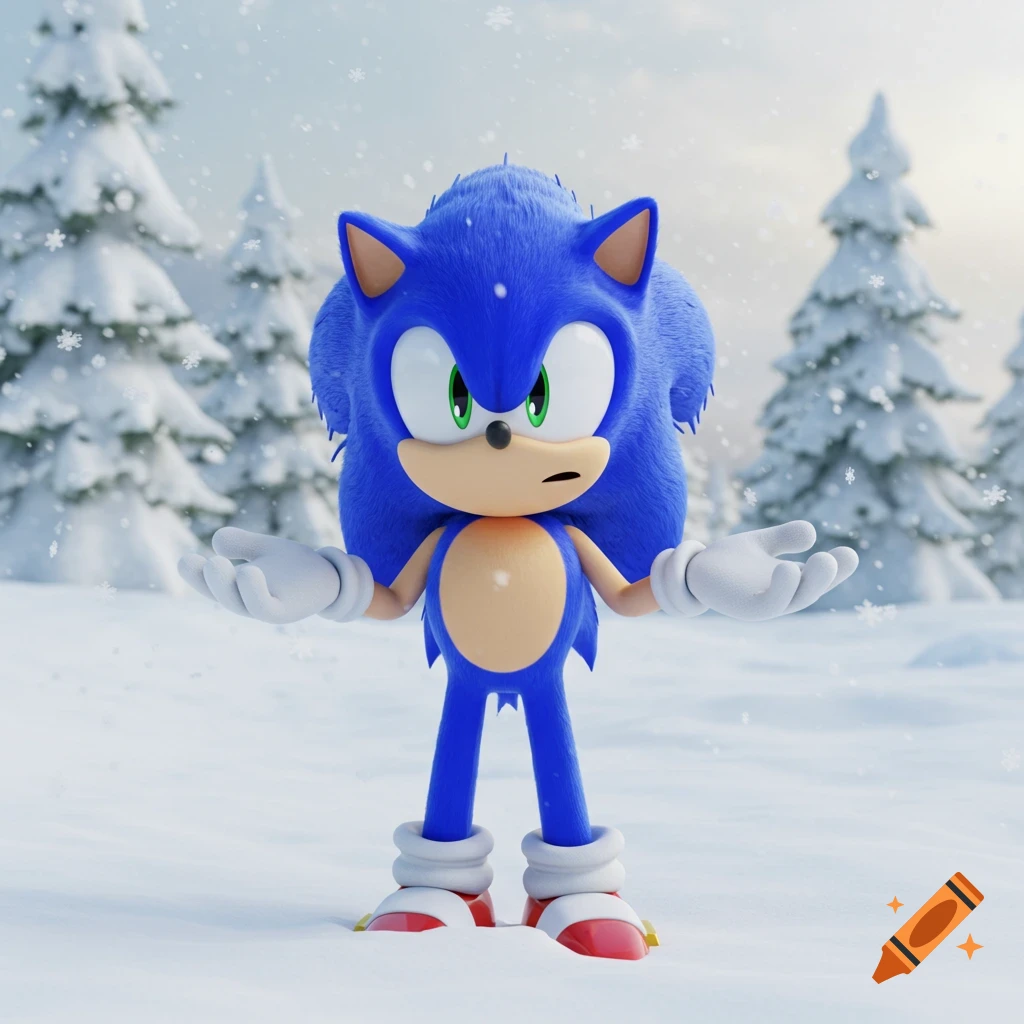 A 3D cartoon blue hedgehog, similar to Sonic, shrugging with a confused ...